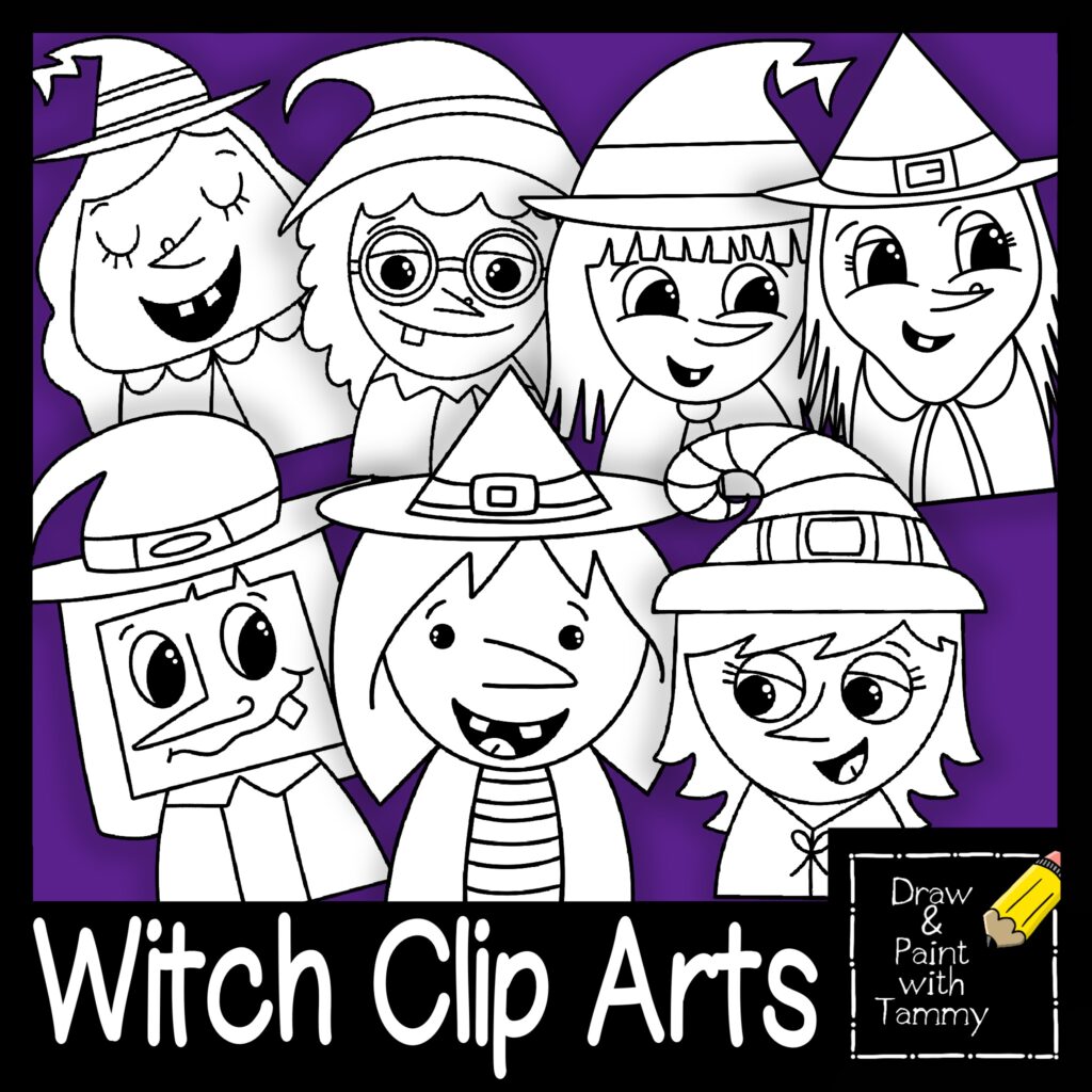 Witch Clip Arts For Halloween Fall Themes Printable PDF Included | Made ...