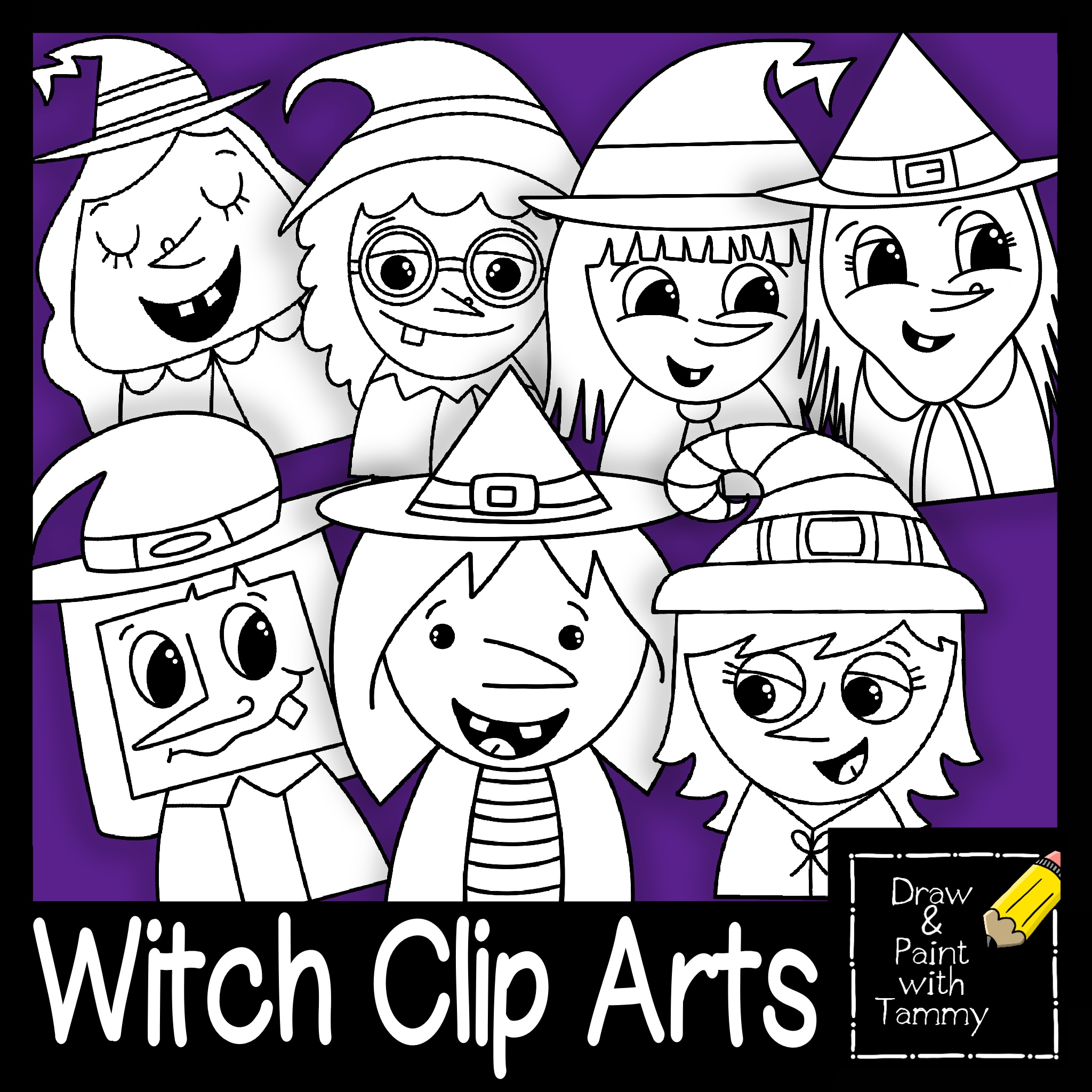 Witch Clip Arts For Halloween Fall Themes Printable PDF Included | Made ...