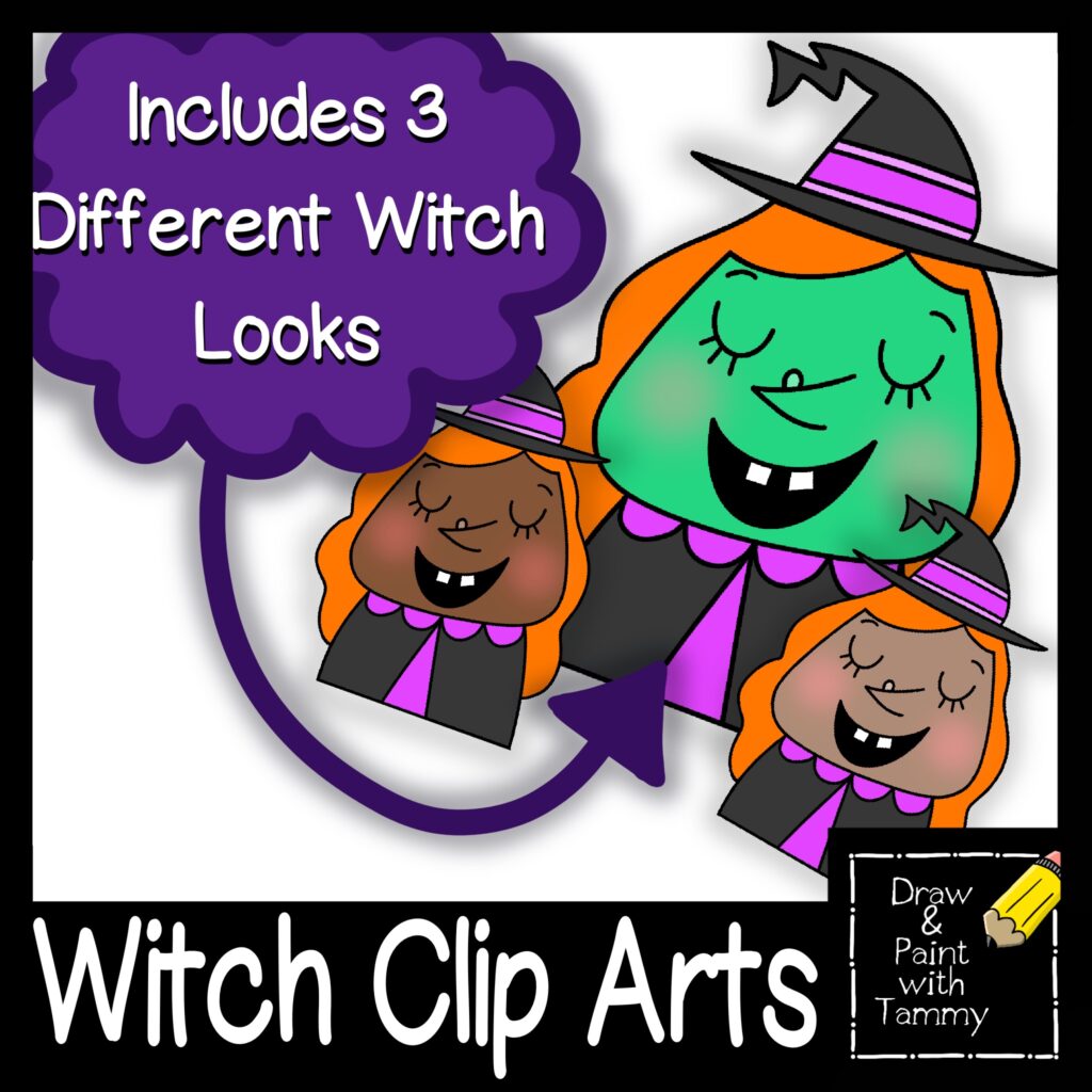 Witch Clip Arts For Halloween Fall Themes Printable PDF Included | Made ...