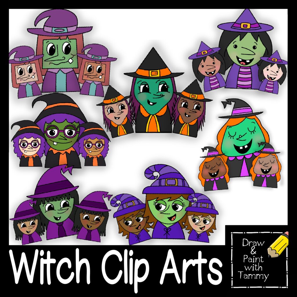 Witch Clip Arts For Halloween Fall Themes Printable PDF Included | Made ...