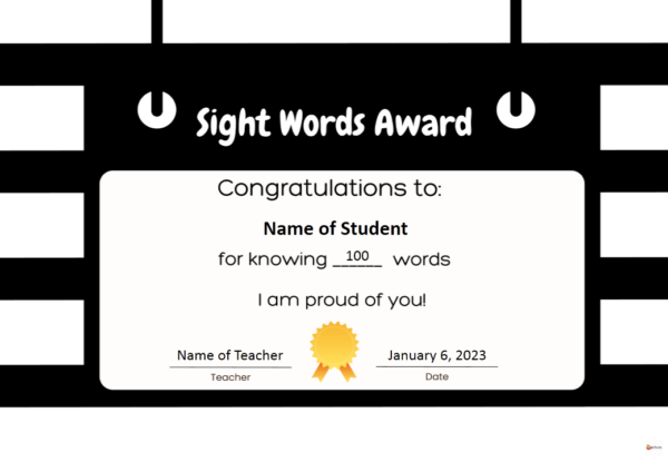 Editable Sight Words Certificates | Made By Teachers