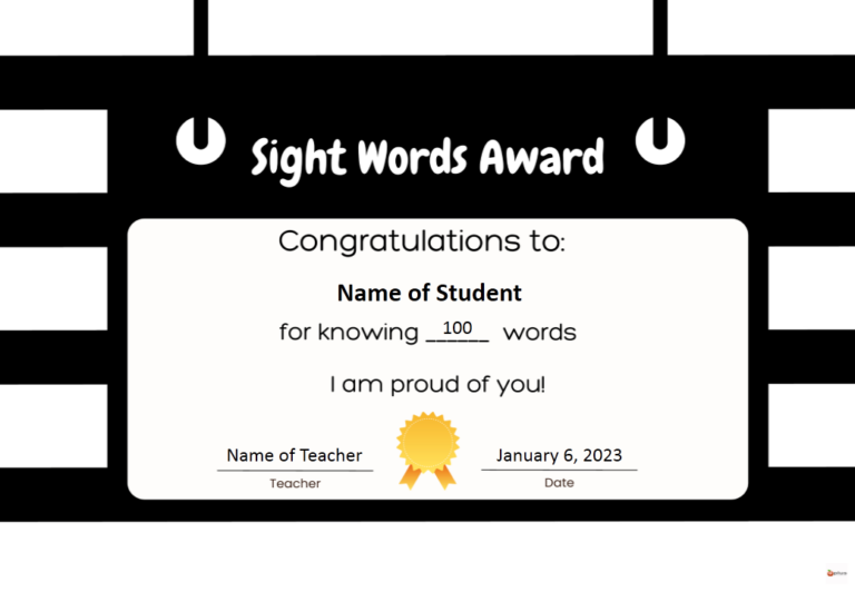 Editable Sight Words Certificates | Made By Teachers