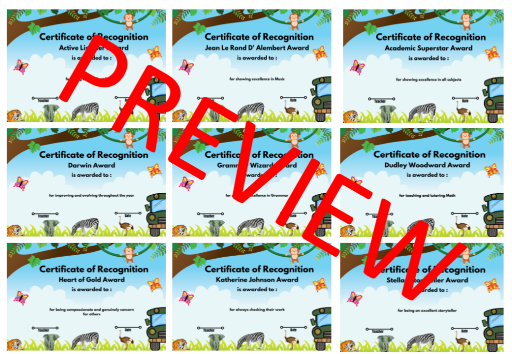 Editable Student Awards Safari Theme | Made By Teachers