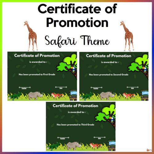 Student Awards Certificate of Completion and Promotion Safari Theme ...