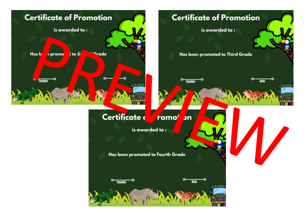 Editable Certificate of Promotion Safari Theme | Made By Teachers
