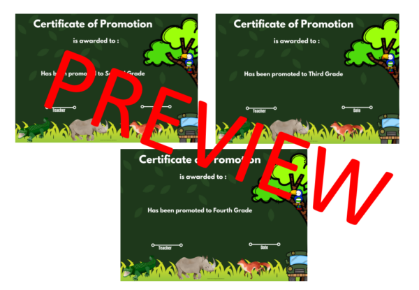 Editable Certificate of Promotion Safari Theme | Made By Teachers
