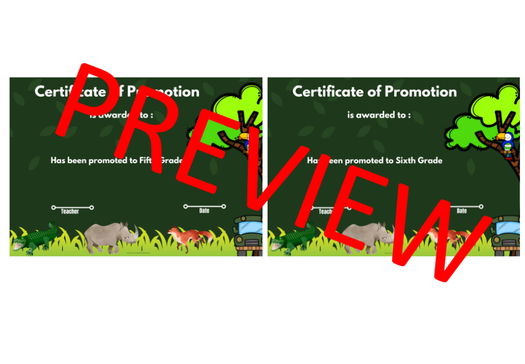 Editable Certificate of Promotion Safari Theme | Made By Teachers