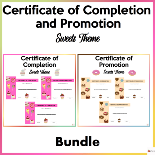 Editable Certificate of Completion and Promotion Sweets Theme Bundle ...