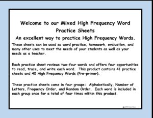 Mixed High Frequency Word Practice - Pre-Primer Words | Made By Teachers