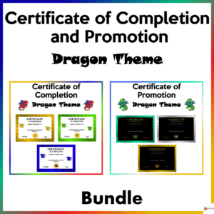 Student Awards Certificate of Completion and Promotion Dragon Theme ...