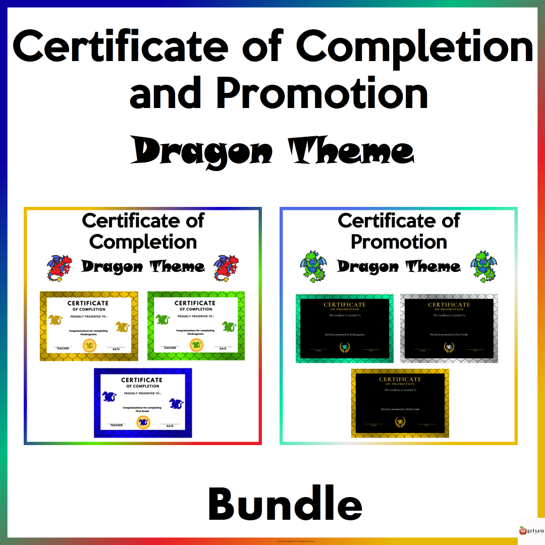 Student Awards Certificate of Completion and Promotion Dragon Theme ...