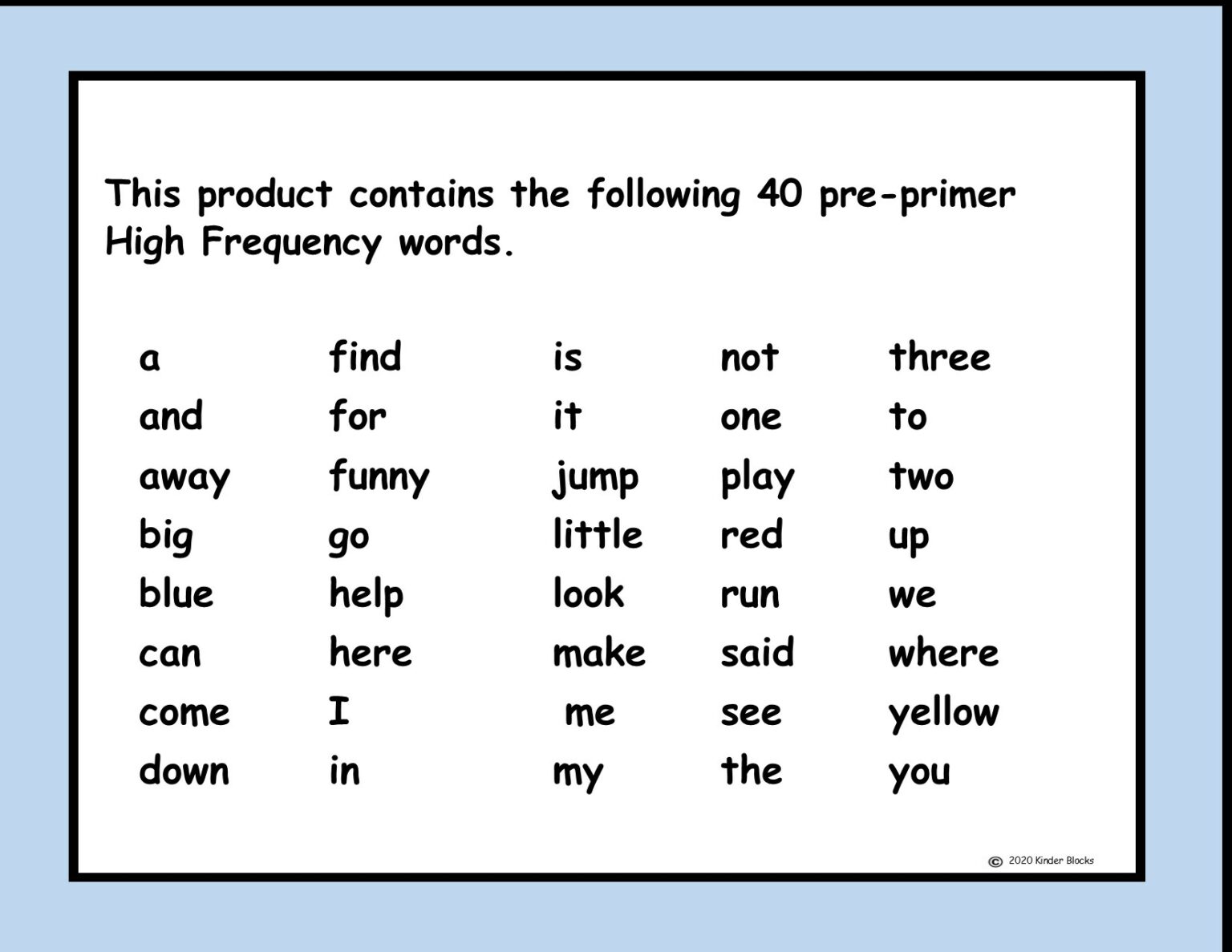 Mixed High Frequency Word Practice - Pre-Primer Words | Made By Teachers