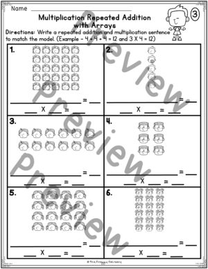 Multiplication as Repeated Addition Arrays Worksheets | Made By Teachers