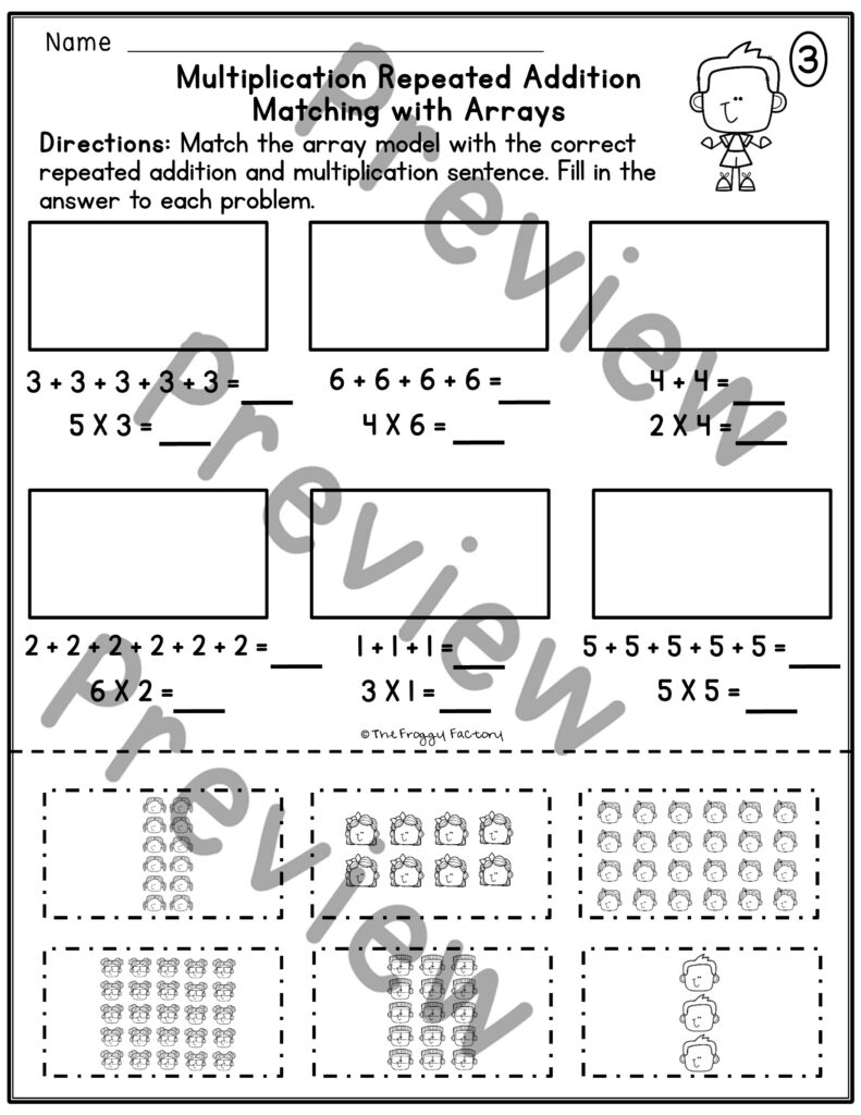 Multiplication as Repeated Addition Arrays Worksheets | Made By Teachers