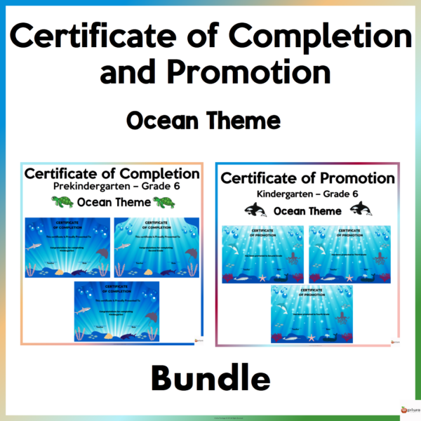 Student Awards Certificate of Completion and Promotion Ocean Theme ...