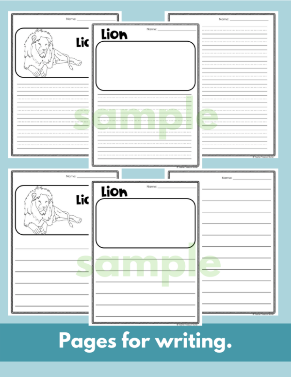 LION African Animal reading and writing activity READ WRITE COLOR ...