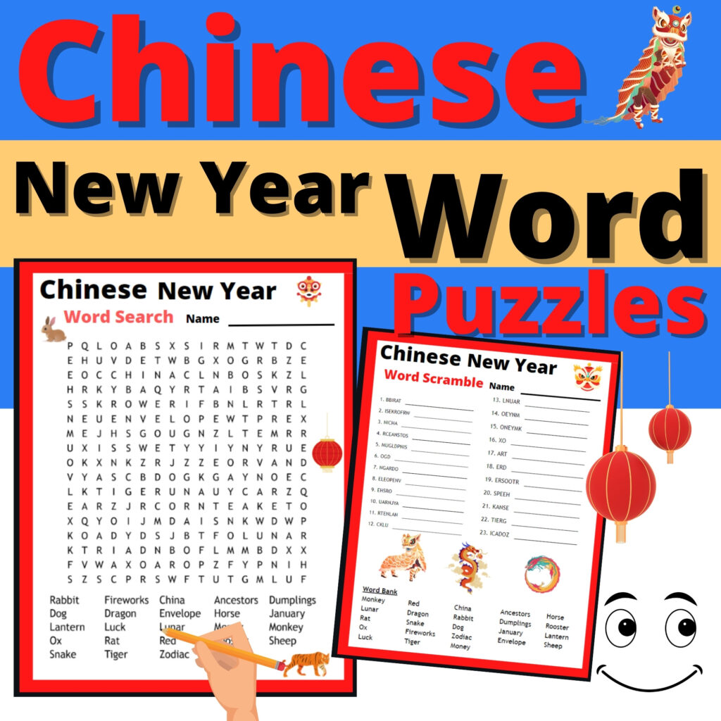 Chinese New Year Word Search Puzzles Worksheet Activity No Prep Fun ...