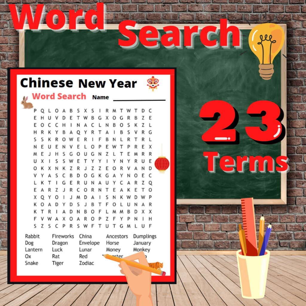 Chinese New Year Word Search Puzzles Worksheet Activity No Prep Fun ...