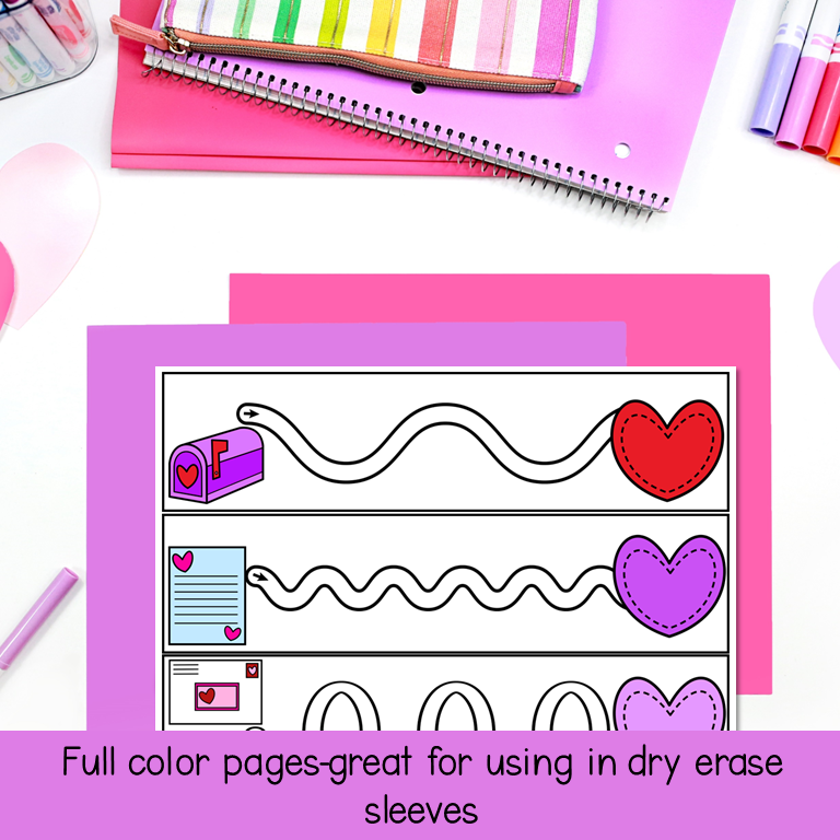Valentine's Day Prewriting Skills Fine Motor Practice for Preschool and ...