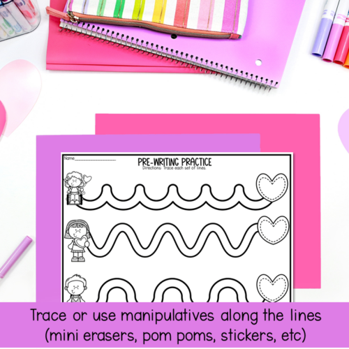 Valentine's Day Prewriting Skills Fine Motor Practice for Preschool and ...