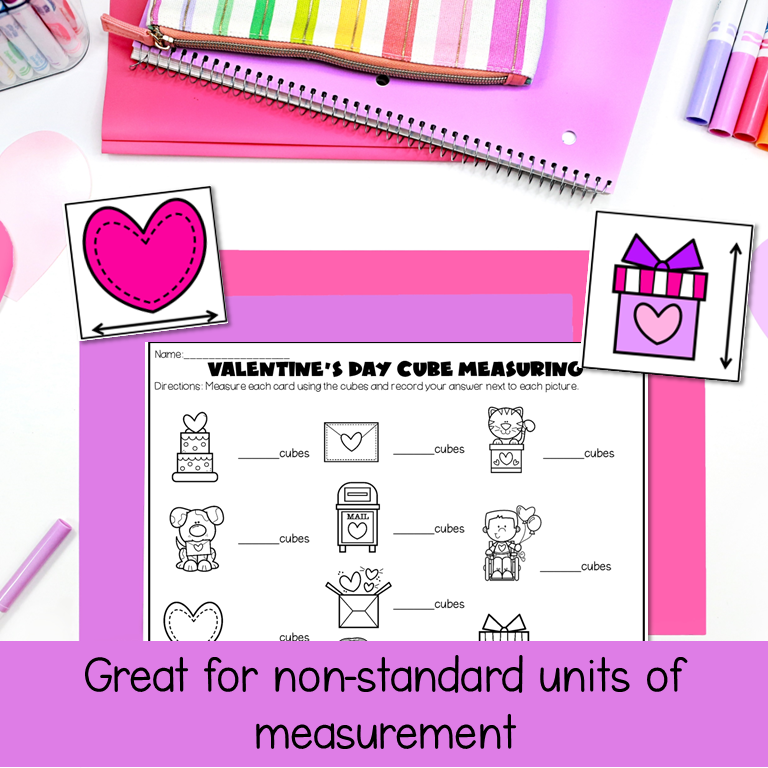 Valentine's Day Cube Measuring Non Standard Measurement for Preschool ...