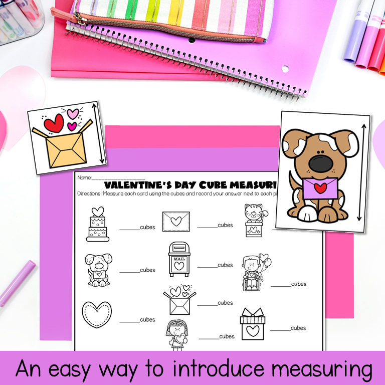 Valentine's Day Cube Measuring Non Standard Measurement for Preschool ...