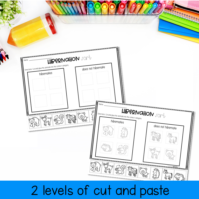 Hibernation Animal Sort Center Activity for Preschool & Kindergarten ...