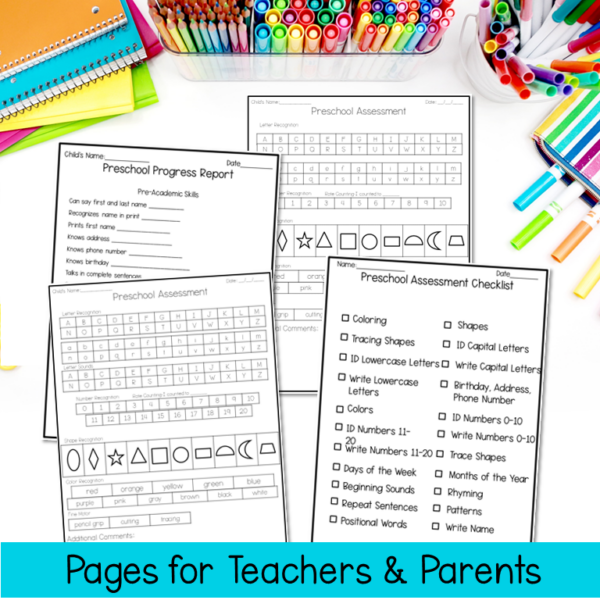 Preschool Assessment Pack and Conference Checklist | Made By Teachers