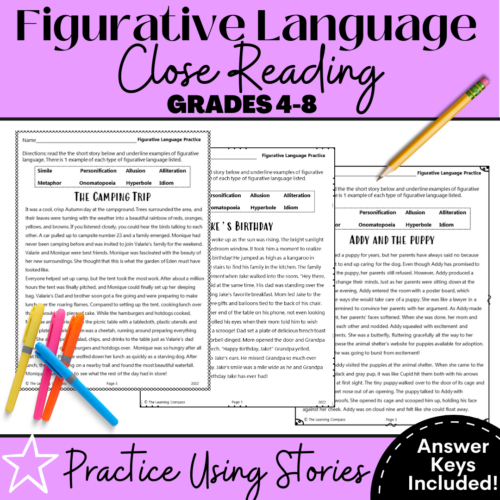 Figurative Language Practice | Close Reading with Original Stories ...