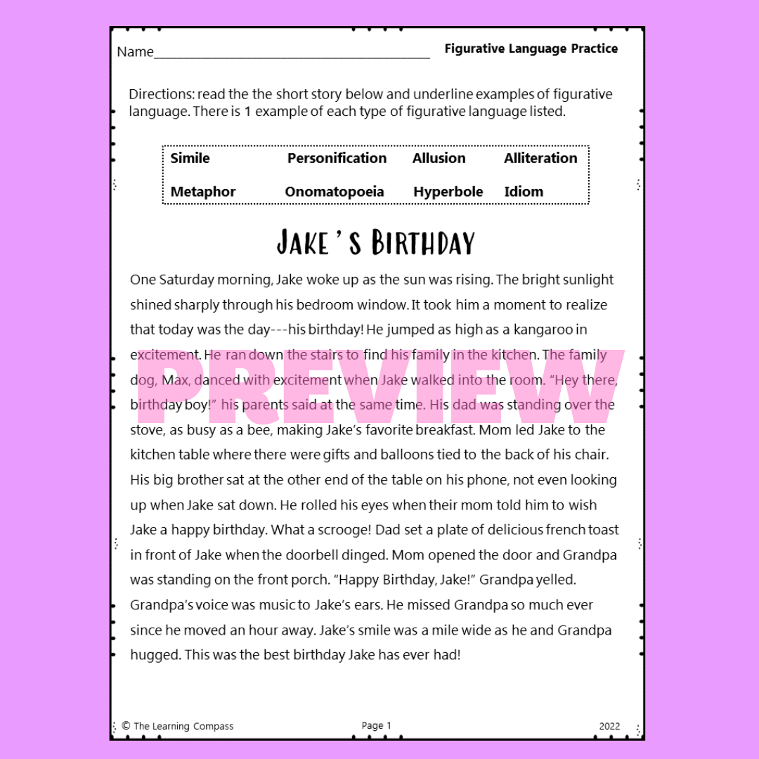 Figurative Language Practice | Close Reading with Original Stories ...