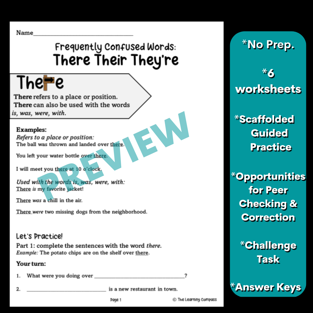 There, Their, They're Guided Practice | Homophones | Made By Teachers