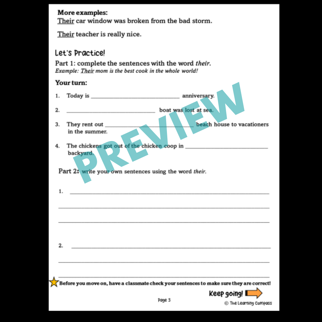 There, Their, They're Guided Practice | Homophones | Made By Teachers