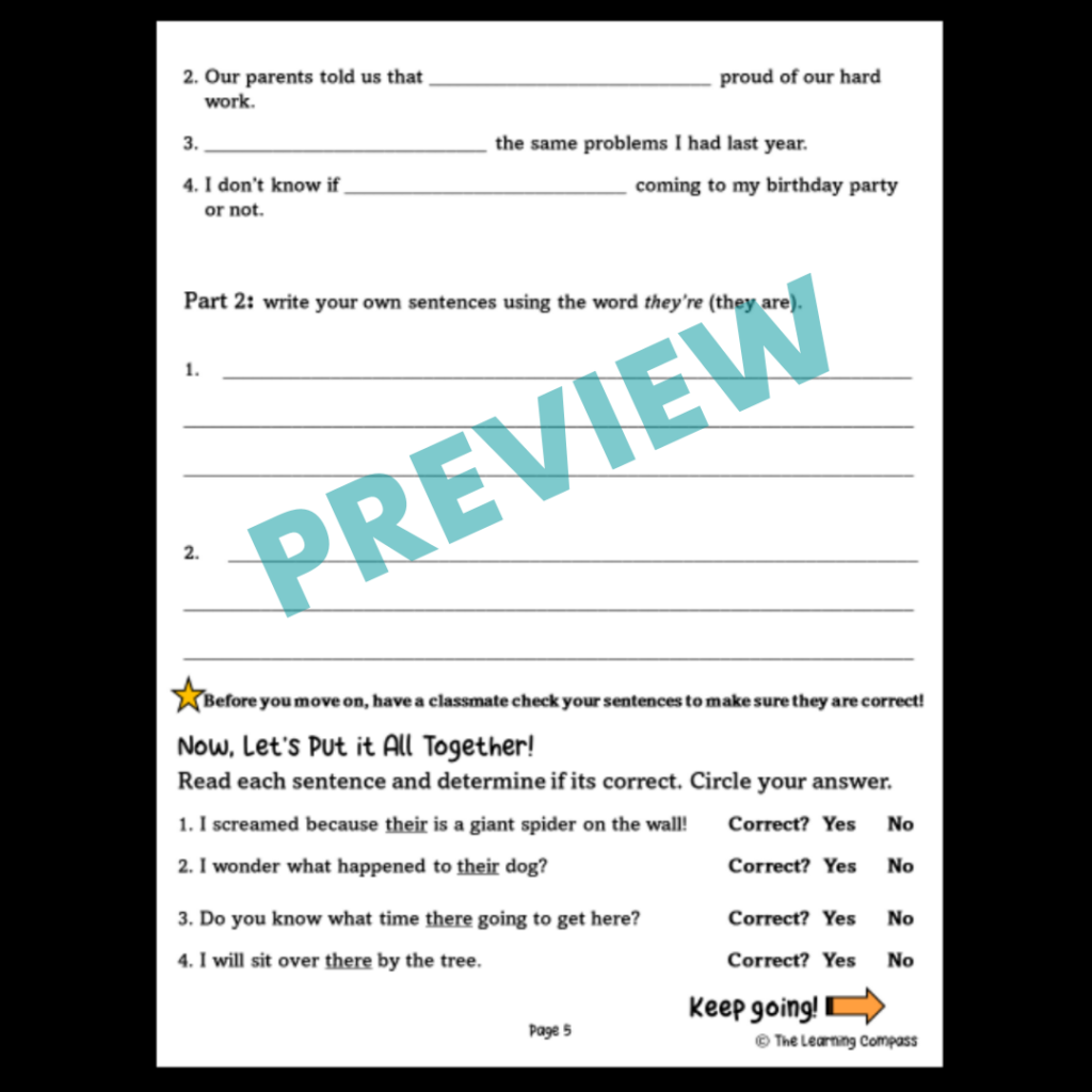 There, Their, They're Guided Practice | Homophones | Made By Teachers