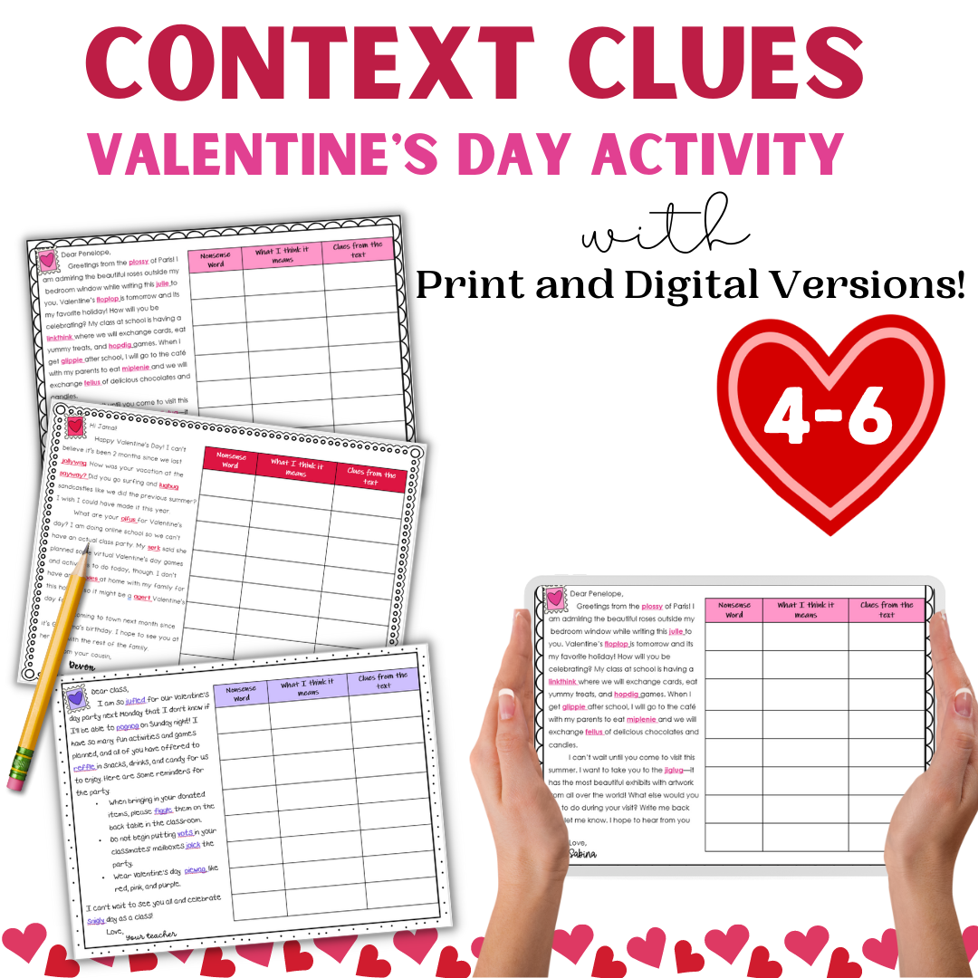Valentine's Day Context Clues Activity | Print and Digital Versions ...