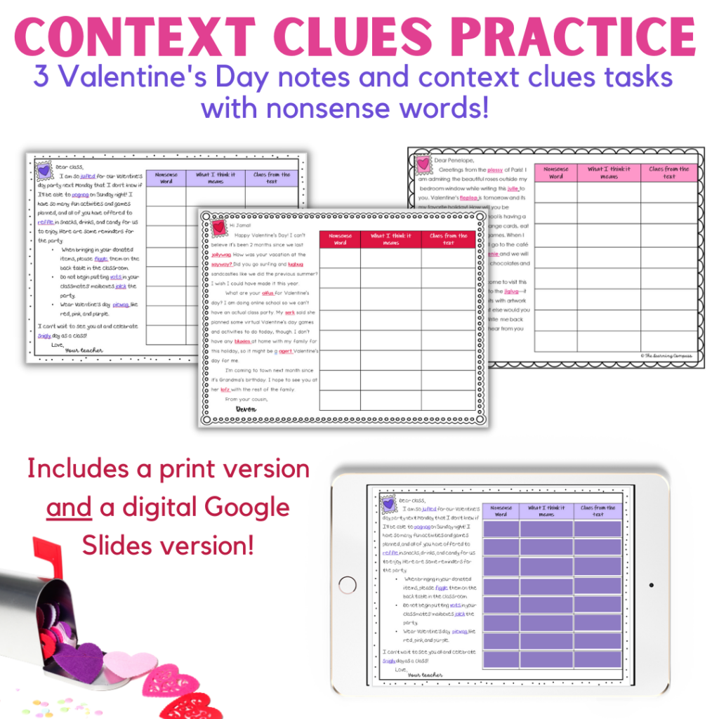 Valentine's Day Context Clues Activity | Print and Digital Versions ...