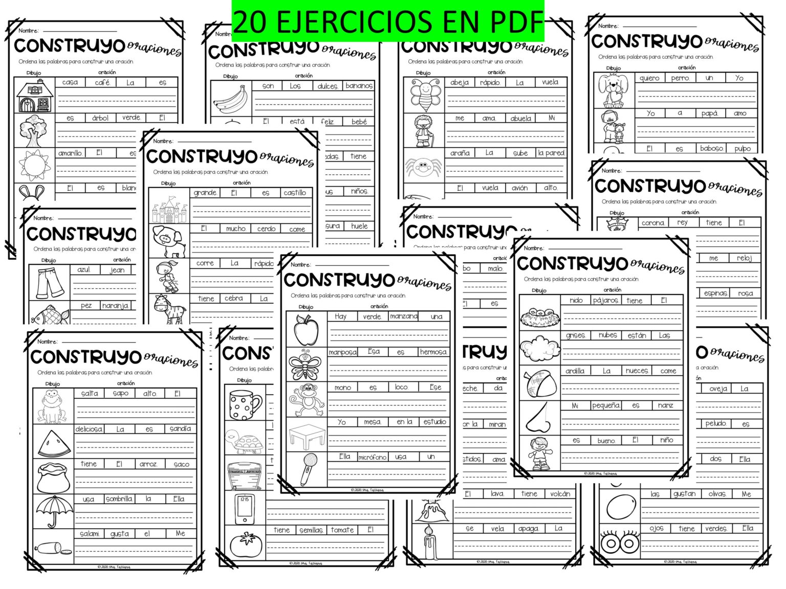 Construyo Oraciones | Spanish Writing Activities | Building Sentences ...