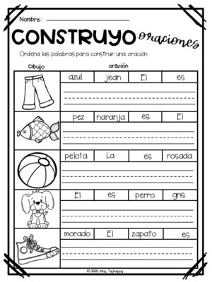 Construyo Oraciones | Spanish Writing Activities | Building Sentences ...