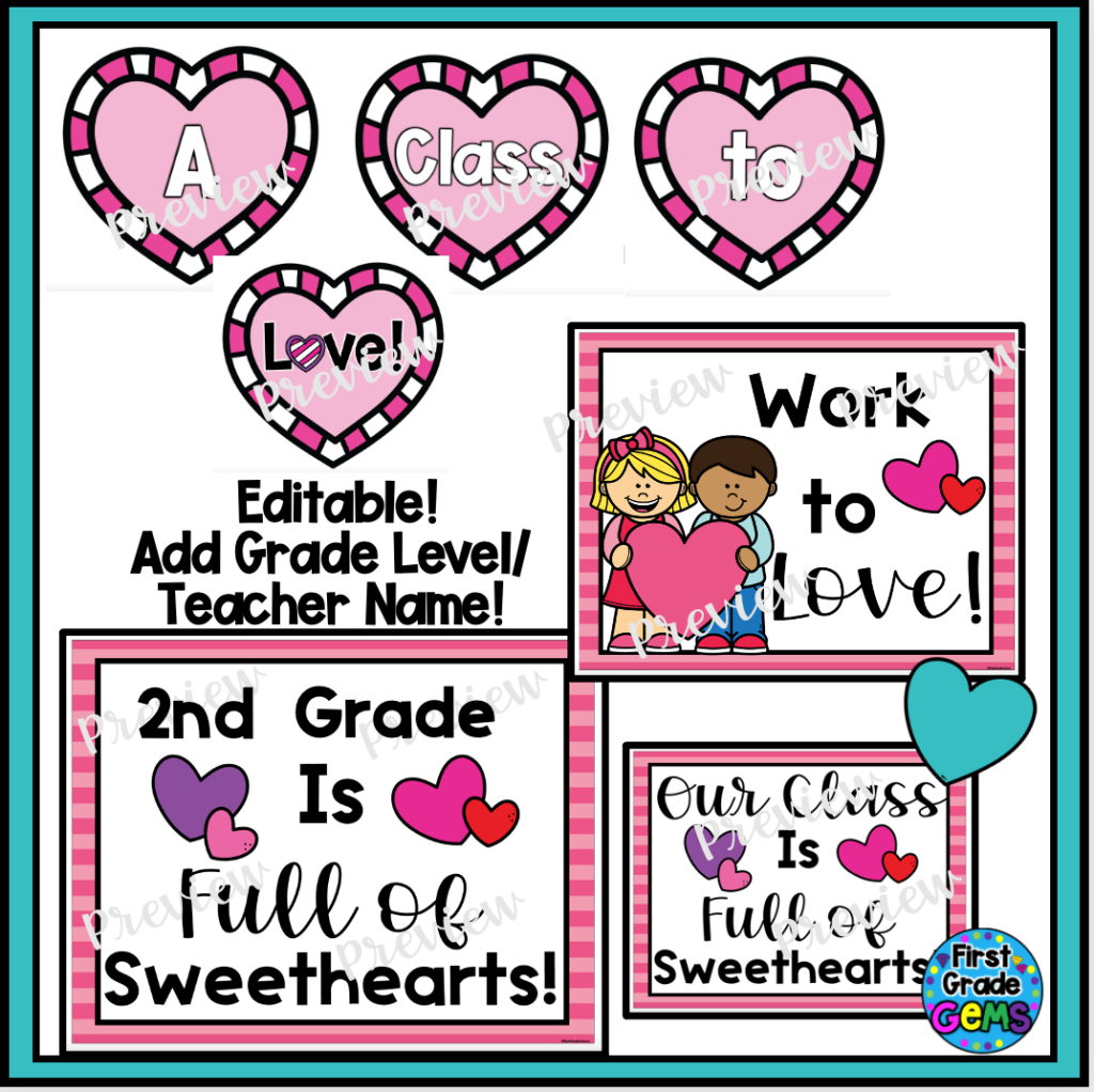 February Decor Bulletin Board Editable Name Tags - Made By Teachers