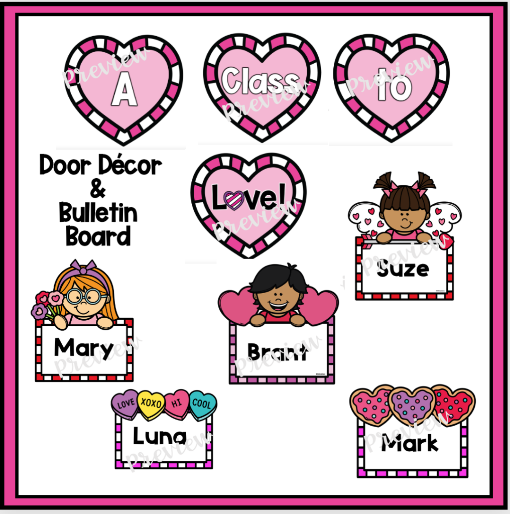 February Decor Bulletin Board Editable Name Tags | Made By Teachers