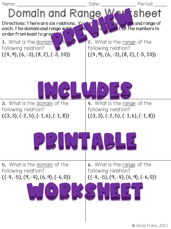 Domain and Range Activity Digital Pixel Art Mystery Puzzle | Made By ...