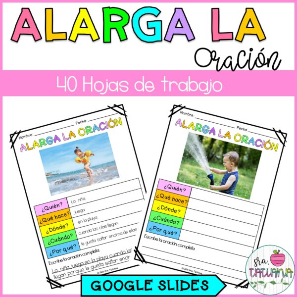 Alarga la Oración en Google Slides | Complete the sentence in Spanish ...