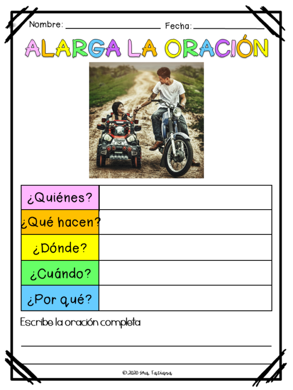 Alarga la Oración en Google Slides | Complete the sentence in Spanish ...
