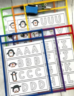 Penguin Letter and Number Trace | Made By Teachers