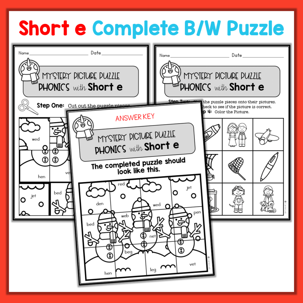 Winter Phonics Activity CVC Mystery Picture Puzzles Centers Cut & Paste ...