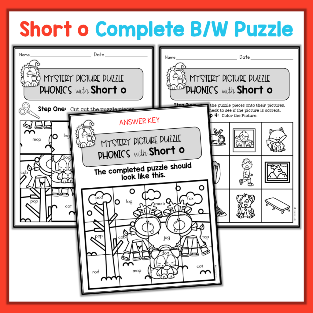 Winter Phonics Activity CVC Mystery Picture Puzzles Centers Cut & Paste ...