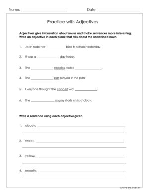 Adjectives Practice - 5 Worksheets and Answer Key - Grade 2 - CCSS ...