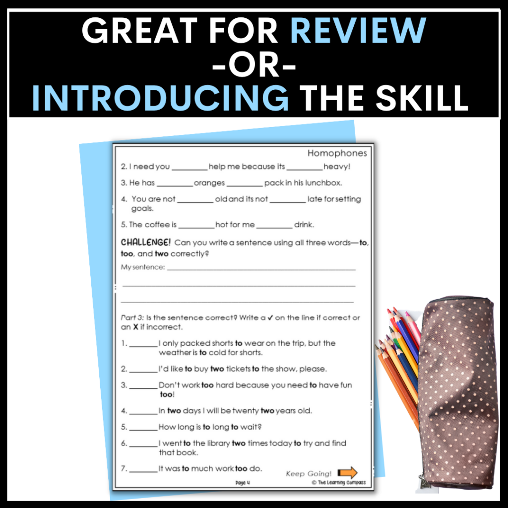 To, Too, Two Guided Practice | Homophones | Made By Teachers