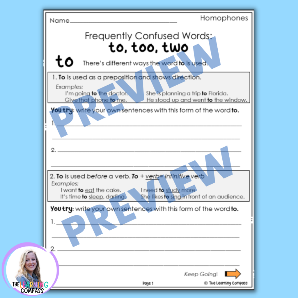 To, Too, Two Guided Practice | Homophones | Made By Teachers