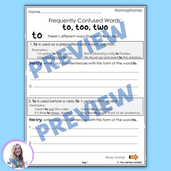 To, Too, Two Guided Practice | Homophones | Made By Teachers