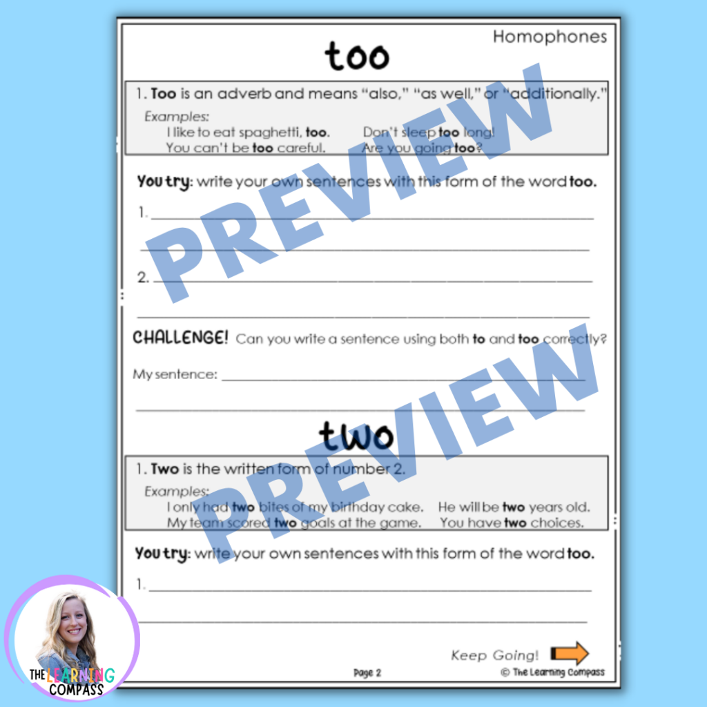 To, Too, Two Guided Practice | Homophones | Made By Teachers